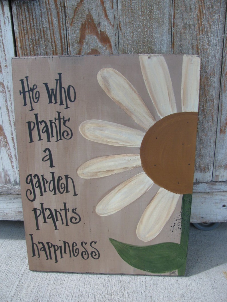 Primitive Daisy Flower Garden Hand Painted Wooden Sign GCC04445 - Etsy