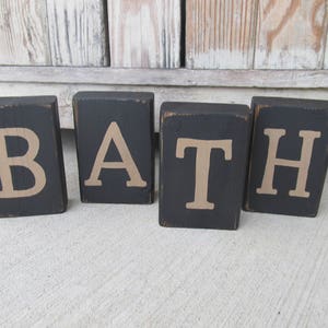 Primitive Bath Wooden Block Letter Set of 4 With Color Choices GCC6750 ...