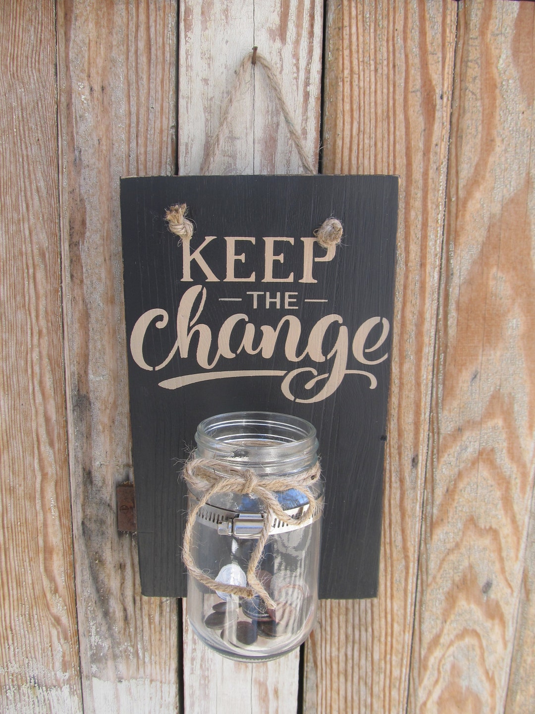 Primitive Rustic Keep the Change Mason Jar Laundry Sign GCC6915 - Etsy
