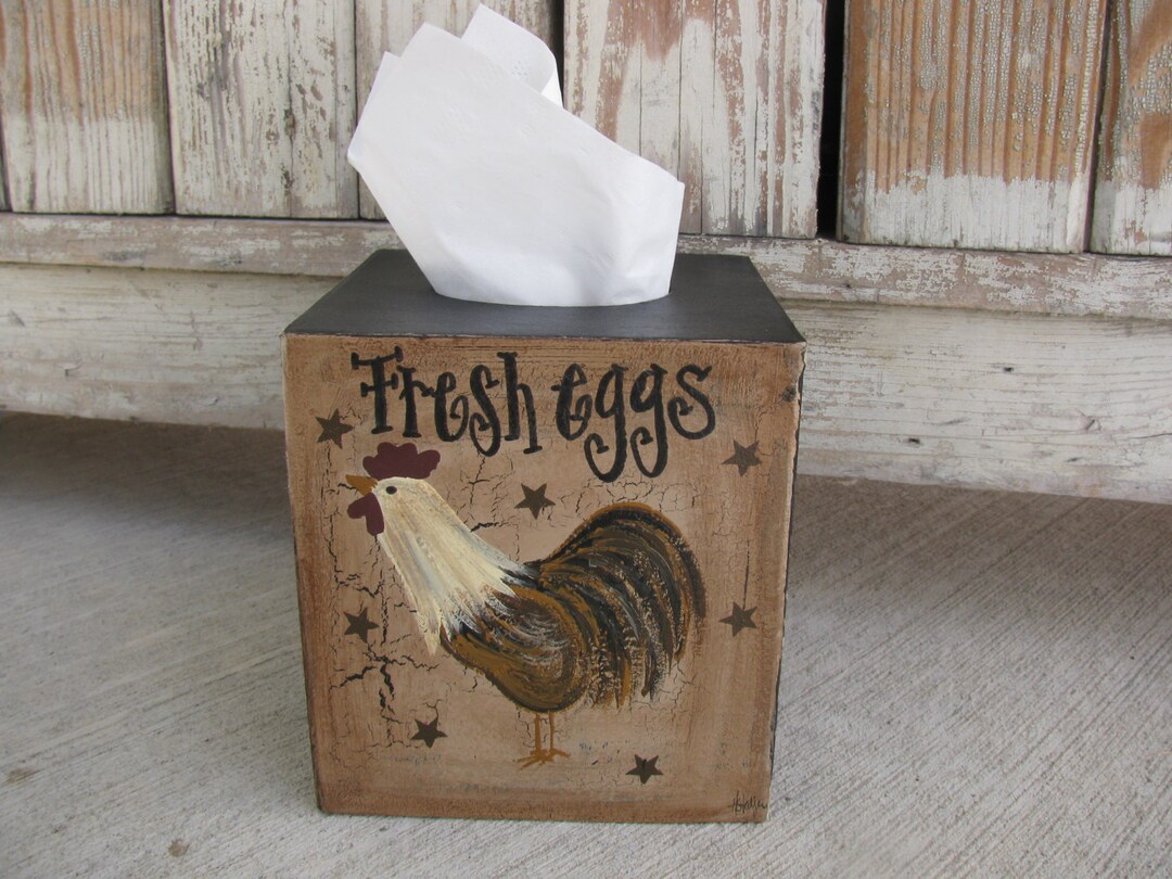 Primitive Country Farm Rooster Hand Painted Tissue Box Cover GCC5729 - Etsy