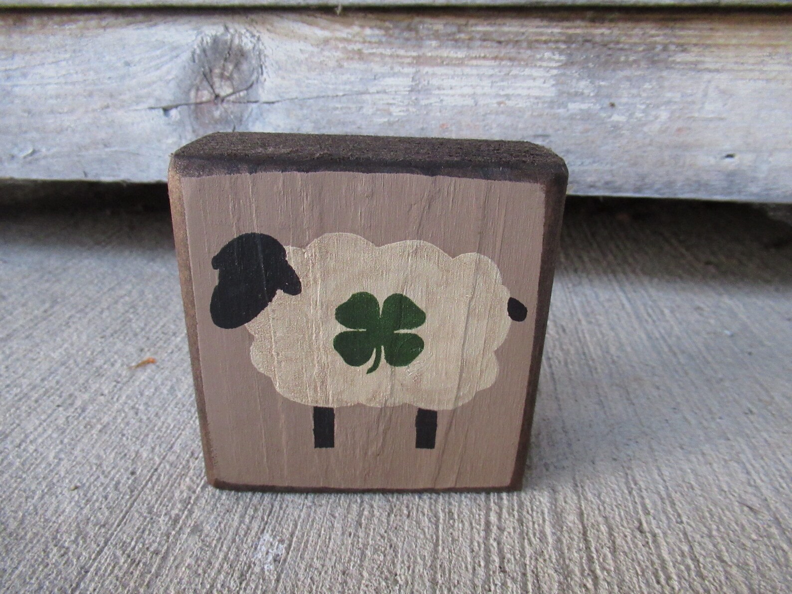 Primitive Sheep With St. Patrick's Day Shamrock Clover Mini Wooden ...