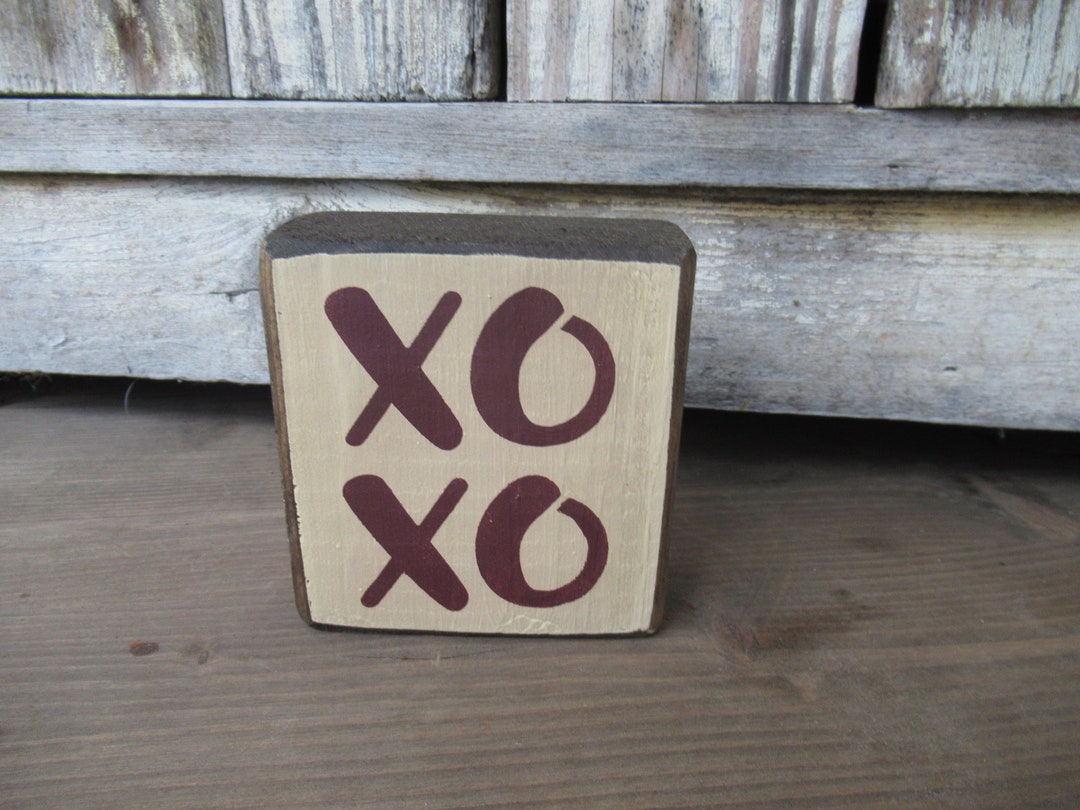 Primitive Mini XOXO Hand Painted Wooden Block With Color Choices ...