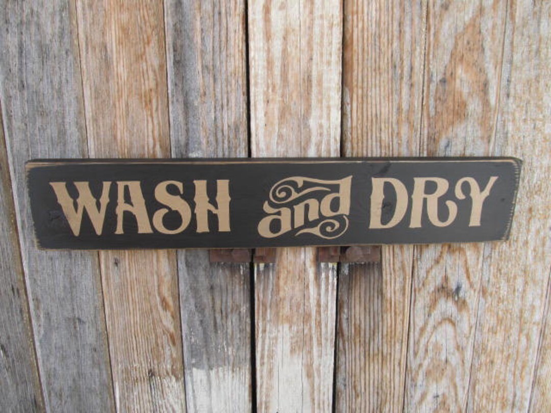 Primitive Wash and Dry Horizontal Hand Stenciled Wooden Sign With Color ...