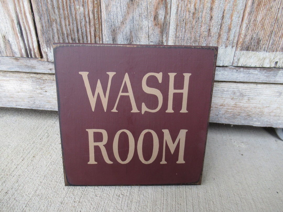 Primitive Wash Room 8x8 Hand Stenciled Wooden Sign With Color Options ...