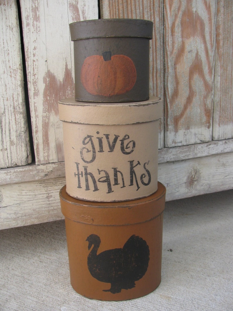 Primitive Turkey Hand Painted Oval Set of 3 Stack Boxes - Etsy