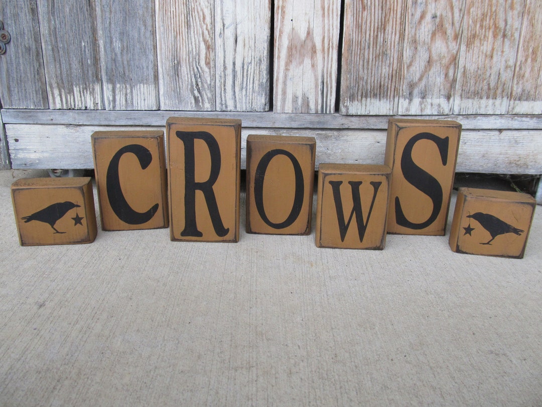 Primitive Crows Wooden Blocks Set of 7 With Color Options GCC8522 - Etsy