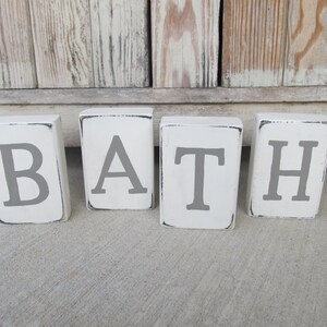 Primitive Bath Wooden Block Letter Set of 4 With Color Choices GCC6750 ...