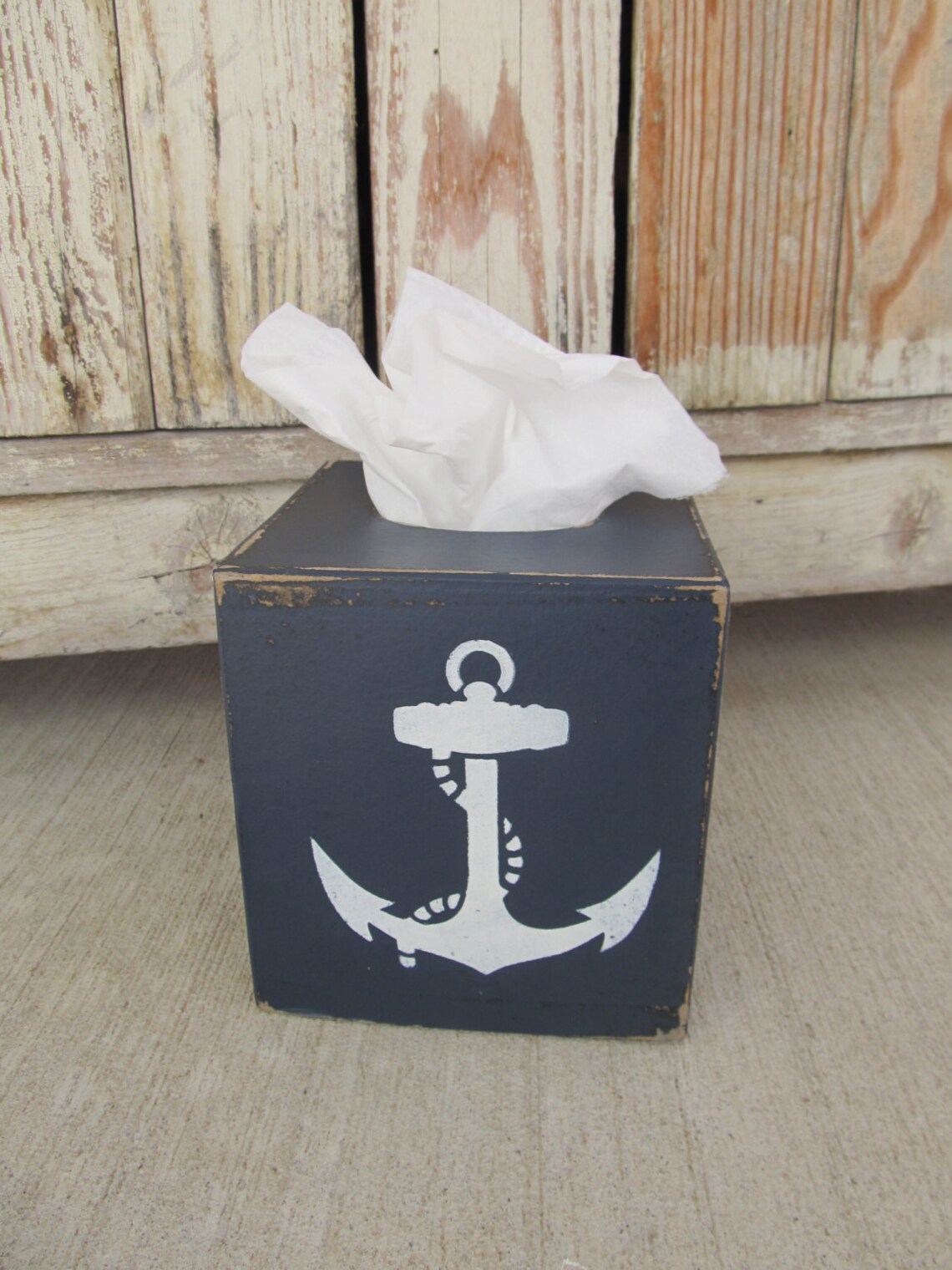 Nautical Beach Rustic Ship Anchor Hand Painted Tissue Box - Etsy