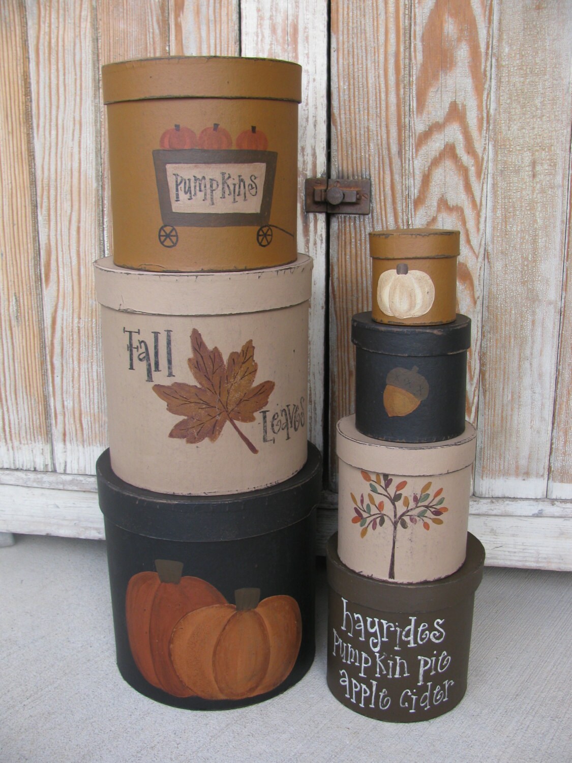 Primitive Fall Autumn Stacking Nesting Hand Painted Boxes Set - Etsy