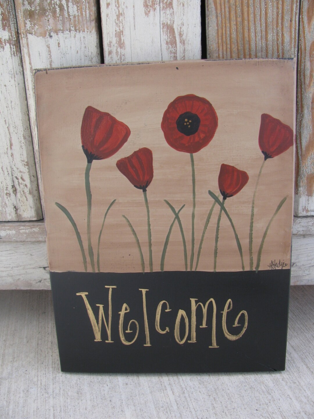 Primitive Personalized Poppy Flower Hand Painted Wooden Sign GCC5173 - Etsy