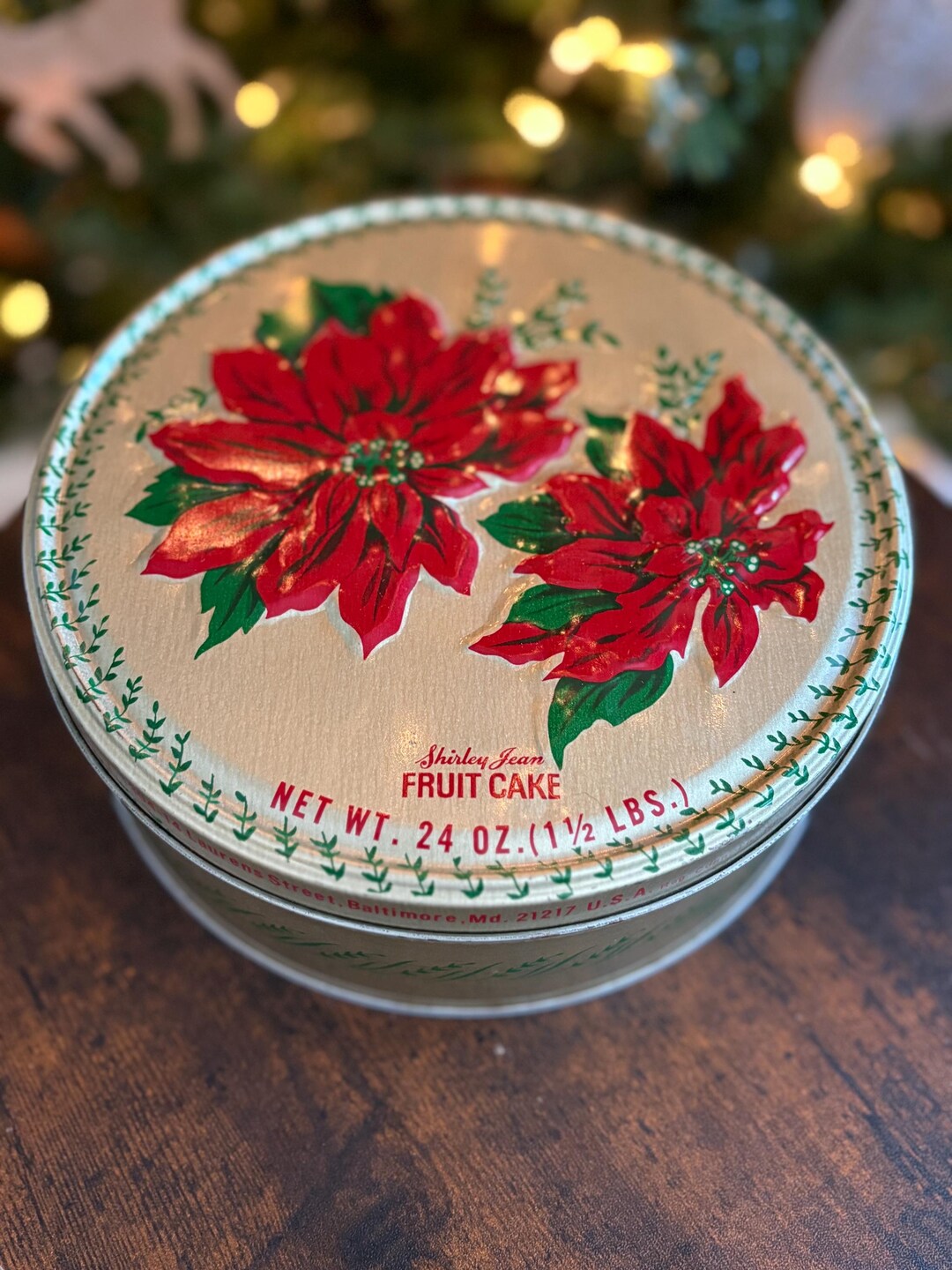 Vintage Christmas Shirley Jean Fruit Cake Tin Canister With Lid With ...