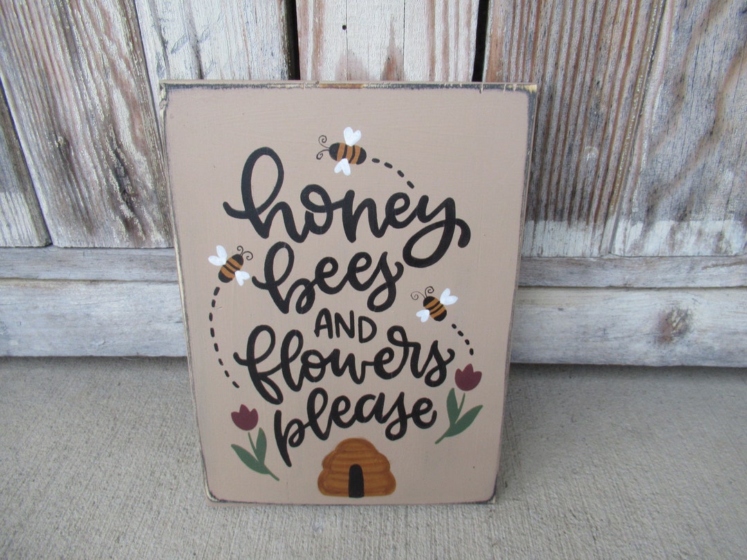 Primitive Spring Summer Honey Bees and Flowers Please Bees Skep and ...