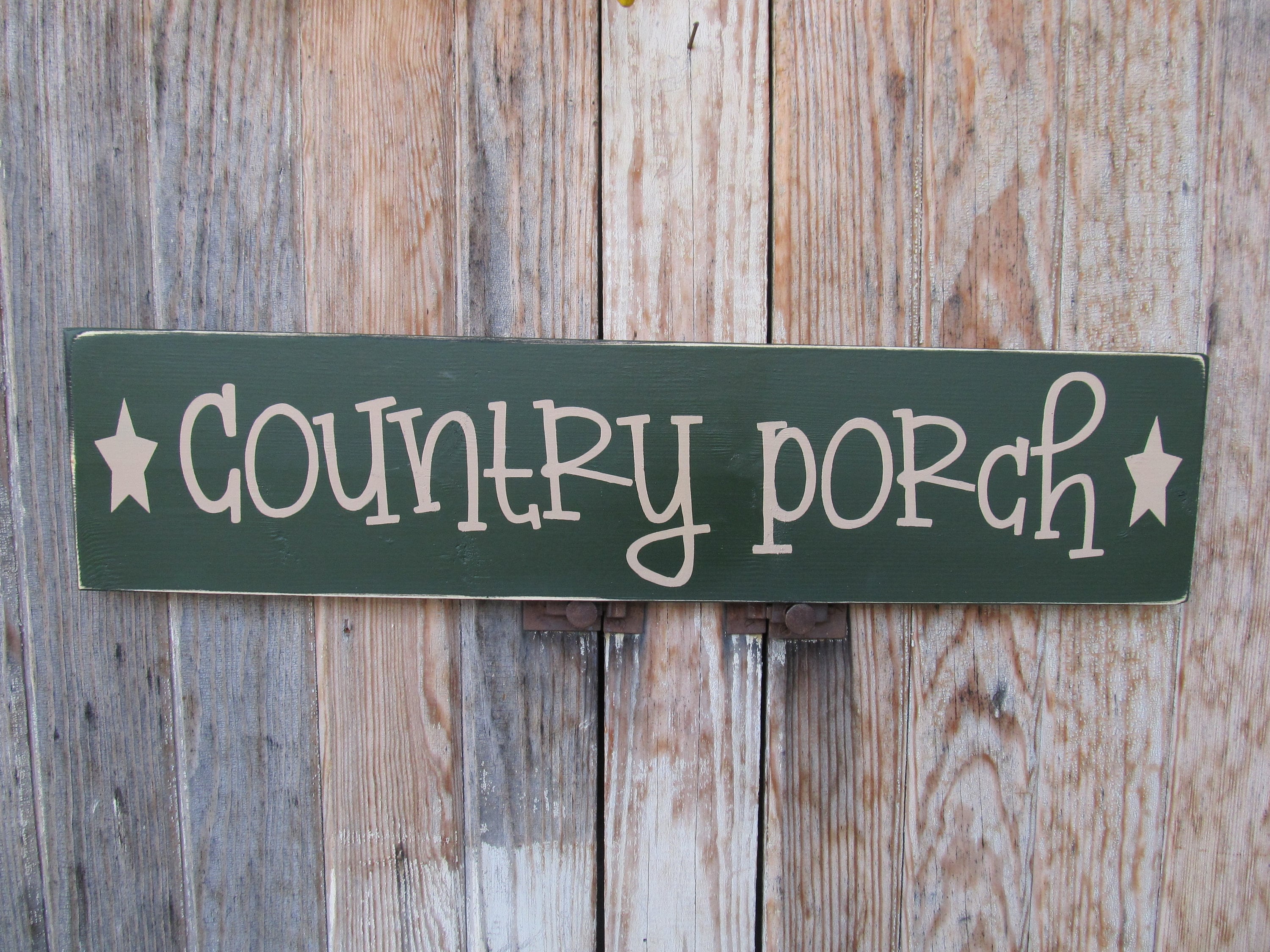 Primitive Country Porch With Stars Hand Painted Wooden Sign - Etsy