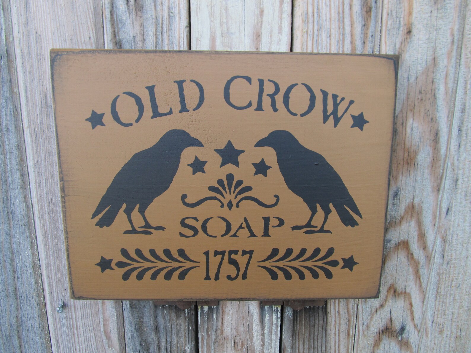 Primitive Old Crow Soap 1757 Hand Stenciled Sign With Color - Etsy