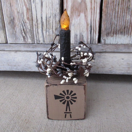 Primitive Americana Flag Wooden Block Timer Light With - Etsy