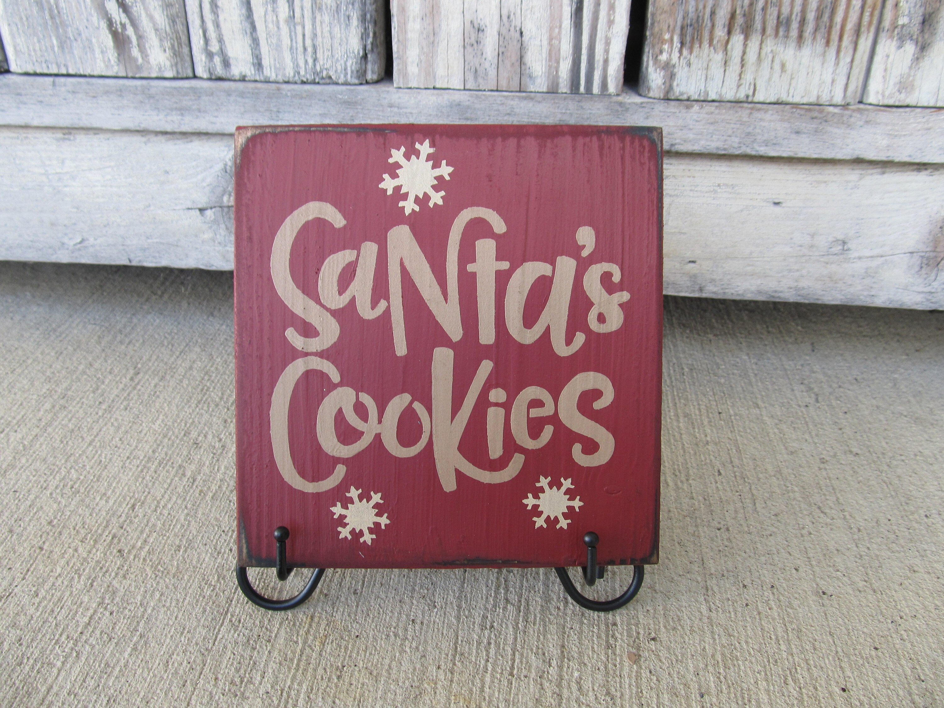 Primitive Santa's Cookies Handpainted Wooden Sign Plaque - Etsy UK