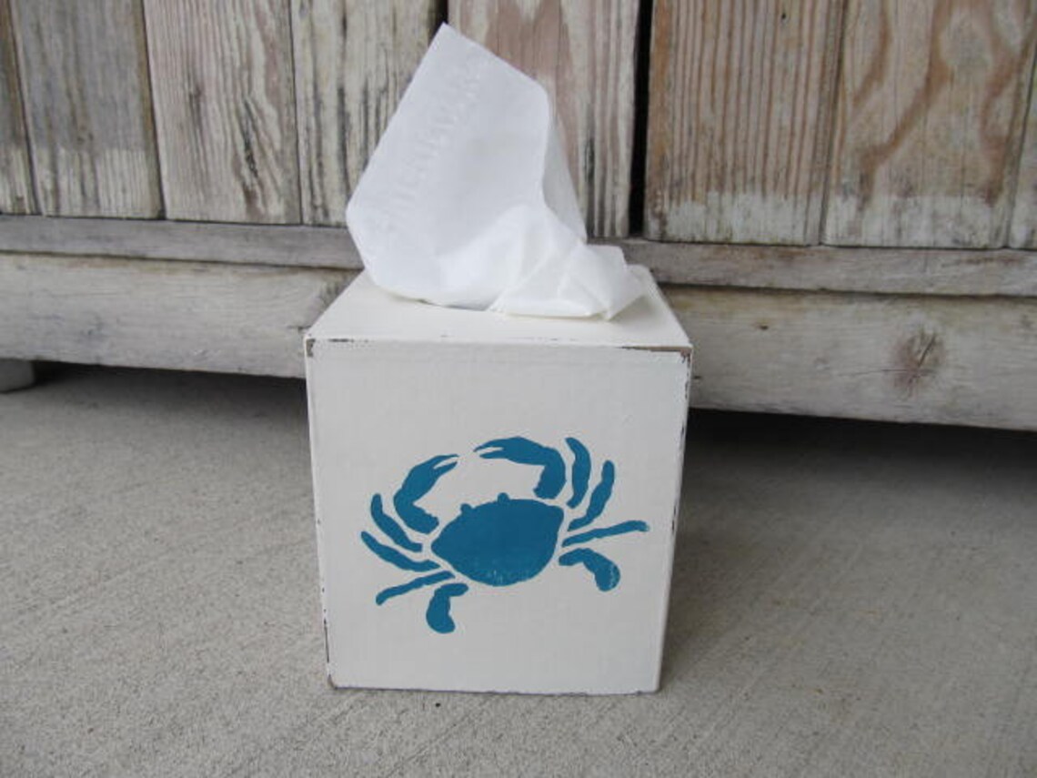 Nautical Lake Beach Rustic Crab Hand Painted Tissue Box Cover - Etsy