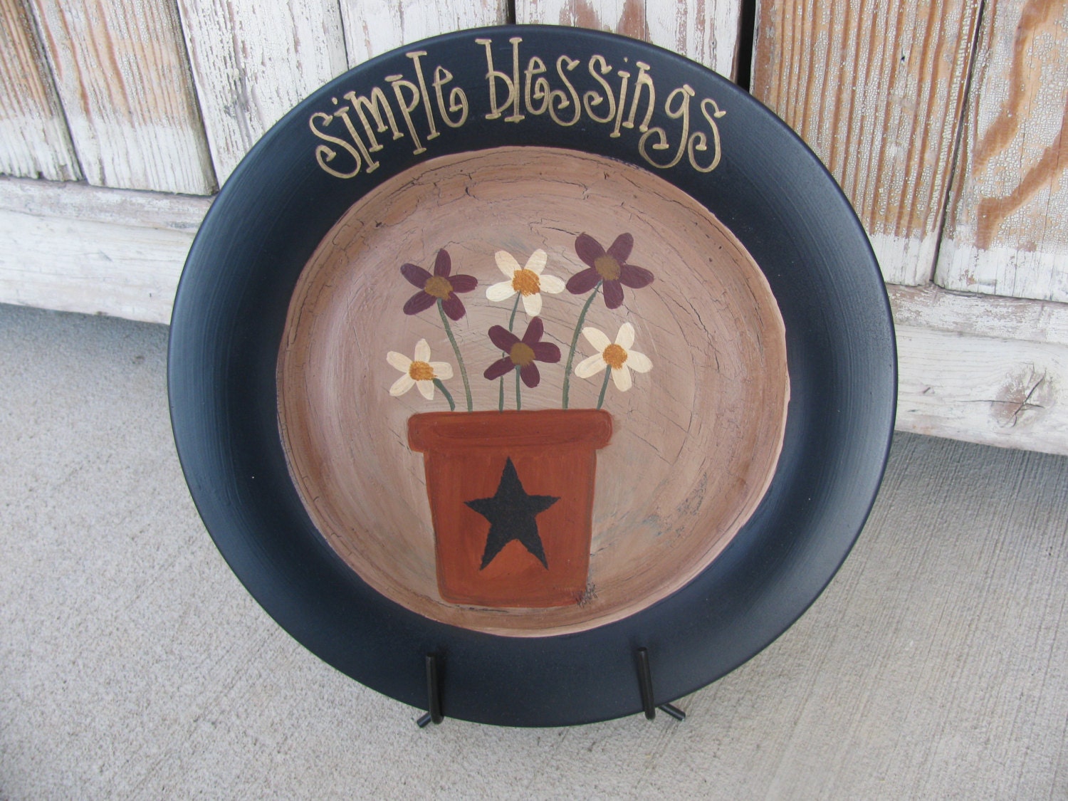 Primitive Country Daisies in Flower Pot Hand Painted Plate - Etsy