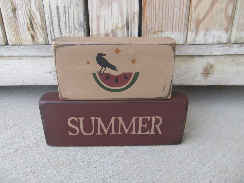 Primitive Watermelon and Crow Summer Set of 2 Hand Painted - Etsy