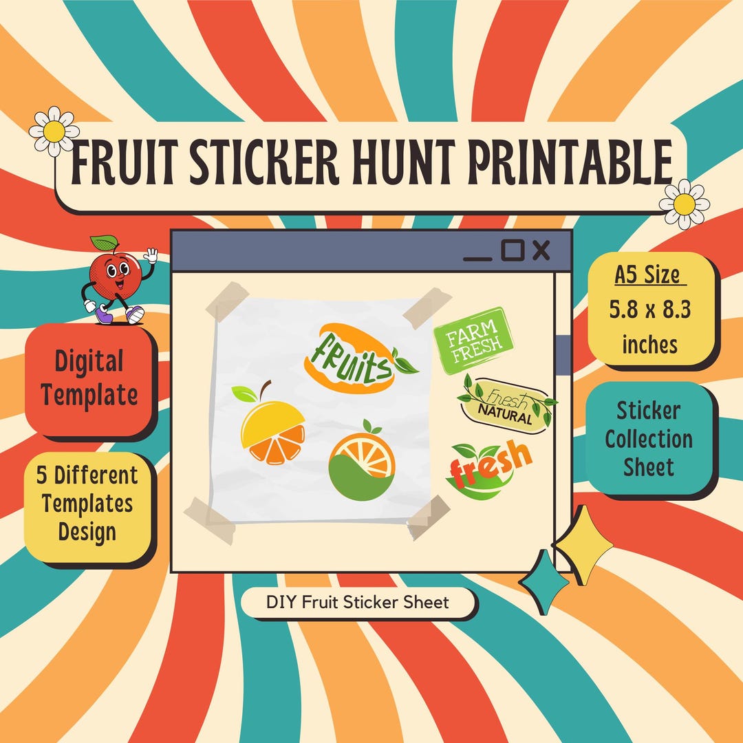 Fruit Sticker Hunt Printable | Fun Sticker Collection Sheet | DIY Fruit ...