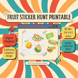Fruit Sticker Hunt Printable | Fun Sticker Collection Sheet | DIY Fruit ...