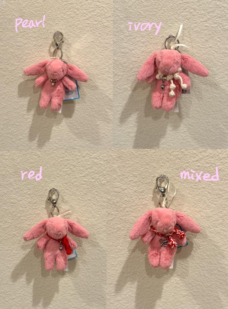 Jellycat Bashful Pink Bunny Bag Charm & Keychain Handmade Accessories ...