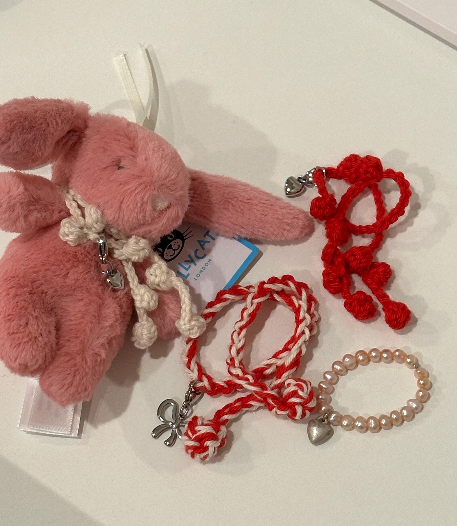 Jellycat Bashful Pink Bunny Bag Charm & Keychain Handmade Accessories ...