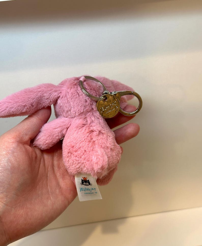 Jellycat Bashful Pink Bunny Bag Charm & Keychain Handmade Accessories ...