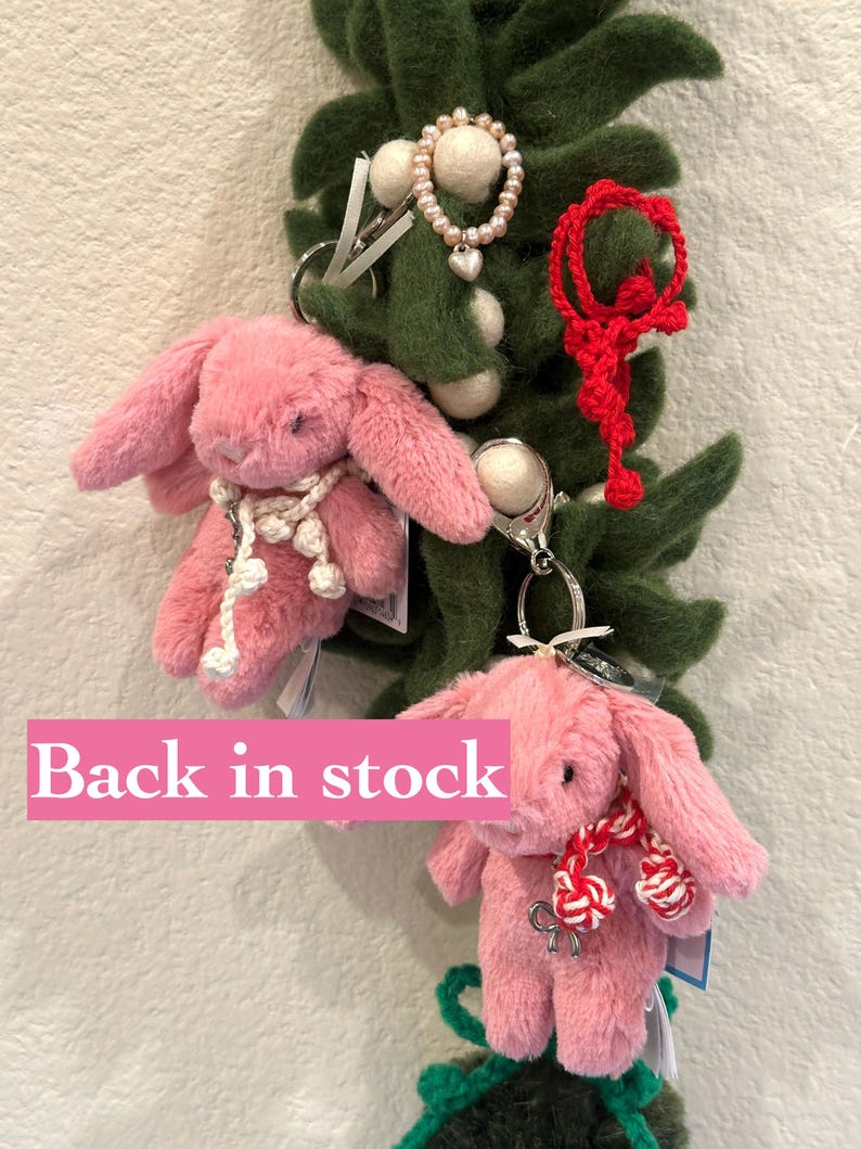 Jellycat Bashful Pink Bunny Bag Charm & Keychain Handmade Accessories ...
