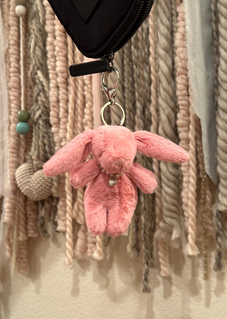 Jellycat Bashful Pink Bunny Bag Charm & Keychain Handmade Accessories ...