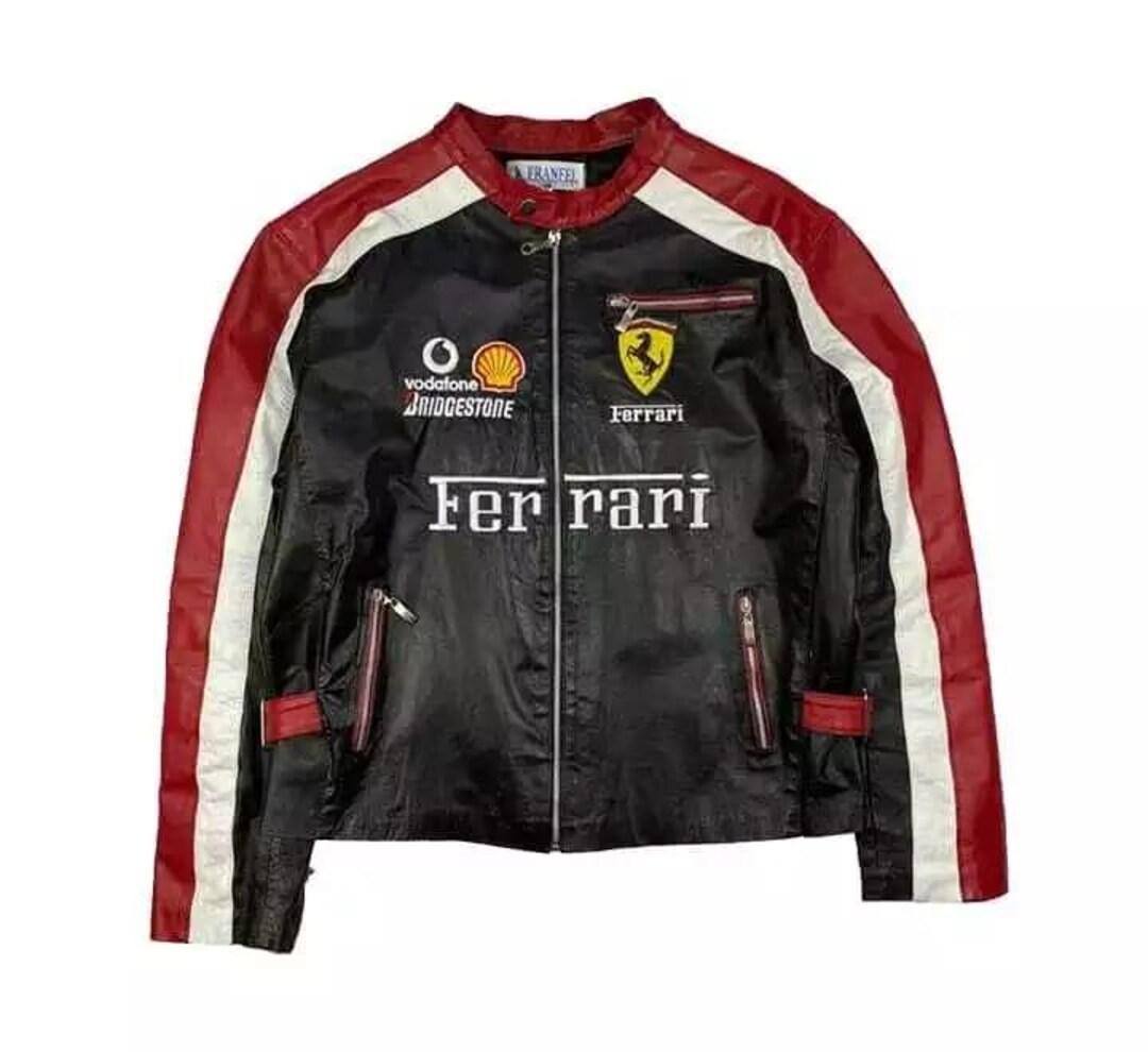 Ferrari Racing Vintage 90's Leather Biker Jacket Rare World Champion ...