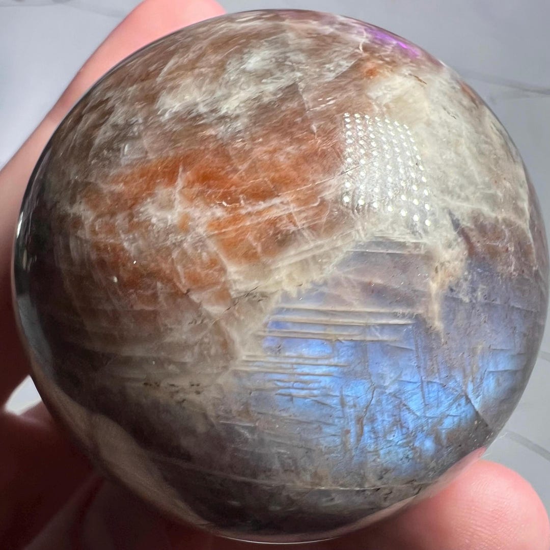 Sunstone Moonstone Polished Crystal Sphere Arusha Sunstone Blue Moonstone Rainbow Sunstone Flash ...