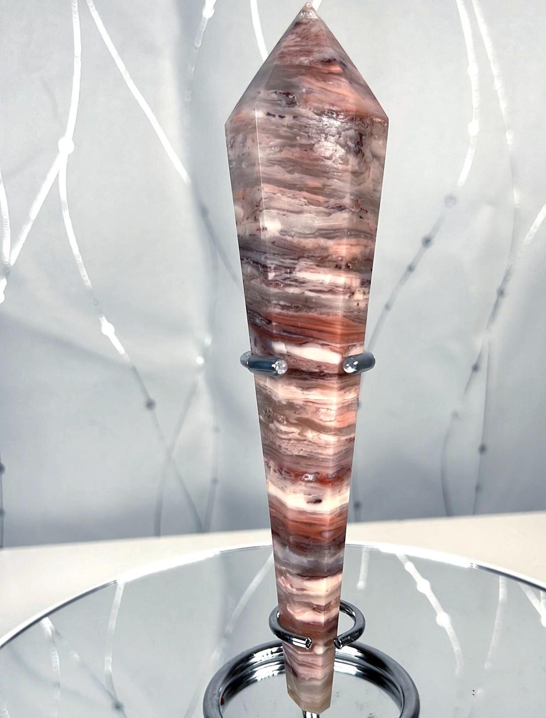 Pink Banded Calcite Crystal Wand Pink Zebra Stripe Layer Calcite Stone ...