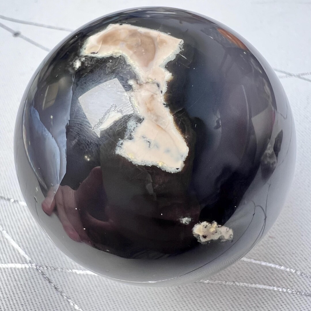 2.2in Natural Volcano Agate Polished Crystal Sphere UV Reactive Rare ...