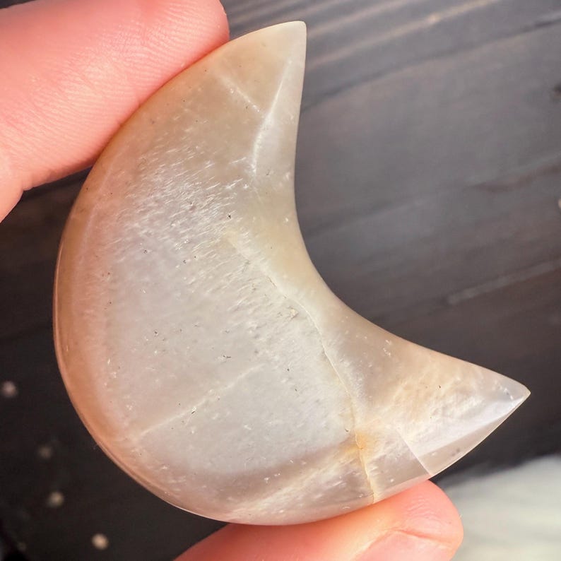 Rainbow Moonstone Crescent Moon • Flashy Crystal Altar Decor - Etsy