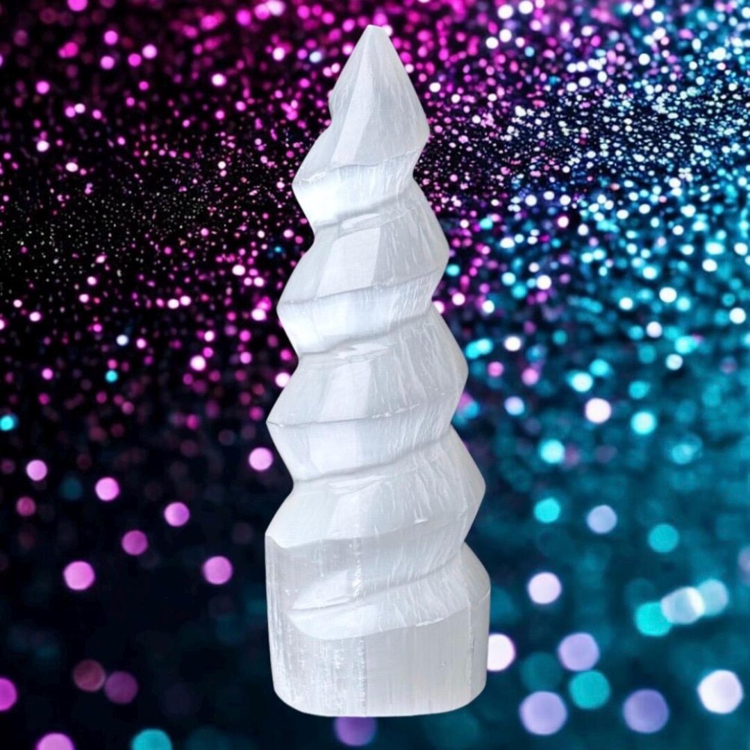 Satin Spar Spiral Tower • 6" Polished Gypsum Crystal, Morocco - Etsy