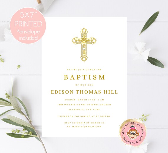 Custom PRINTED 5X7 Baptism, First Communion, Christening, Confirmation ...