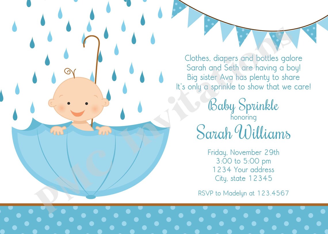 Custom Printed Blue Baby Sprinkle Rain Sprinkle Umbrella - Etsy