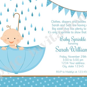 Custom Printed Blue Baby Sprinkle - Rain - Sprinkle - Umbrella - Baby ...
