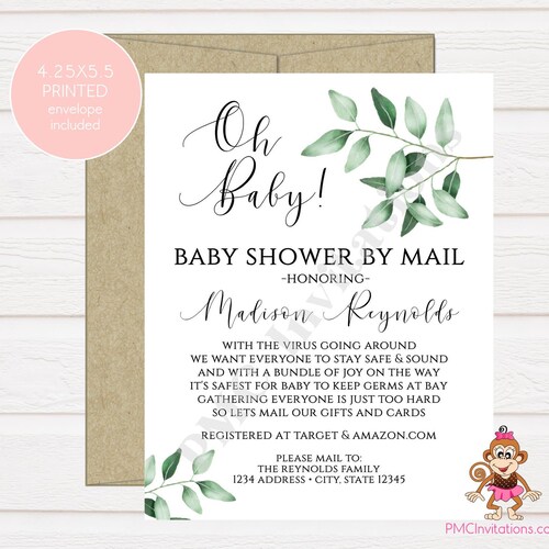 Baby Shower by Mail Invitation Social Distance Baby Shower | Etsy