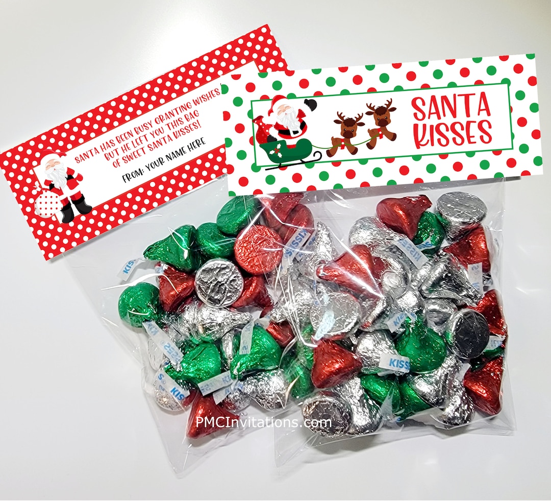 Printed and Shipped Personalized Santa Kisses Treat Bag, Christmas ...