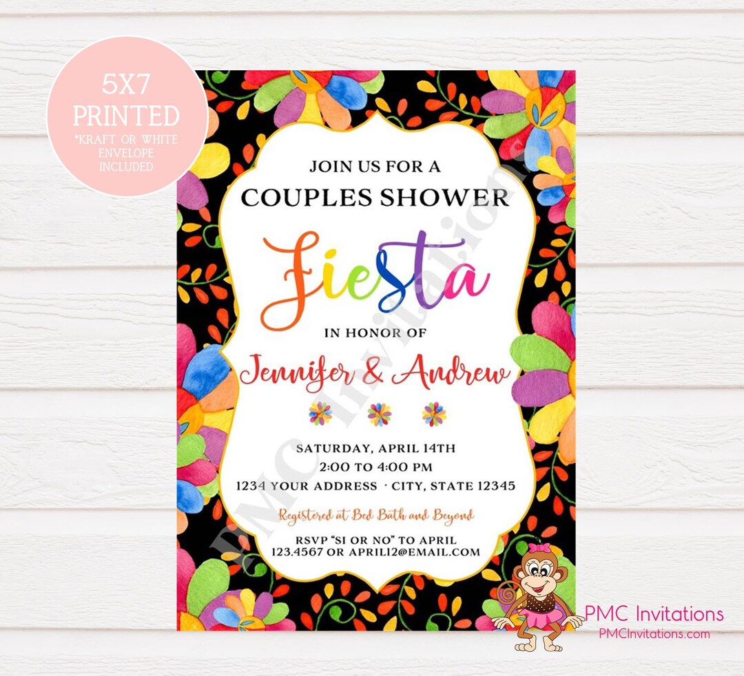 Custom Printed Watercolor Fiesta Bridal Shower / Couples Shower ...