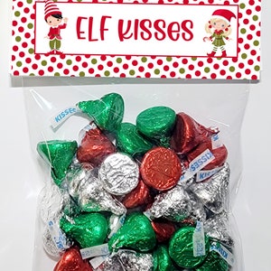 Printed and Shipped Personalized Elf Kisses Treat Bag, Christmas Candy ...