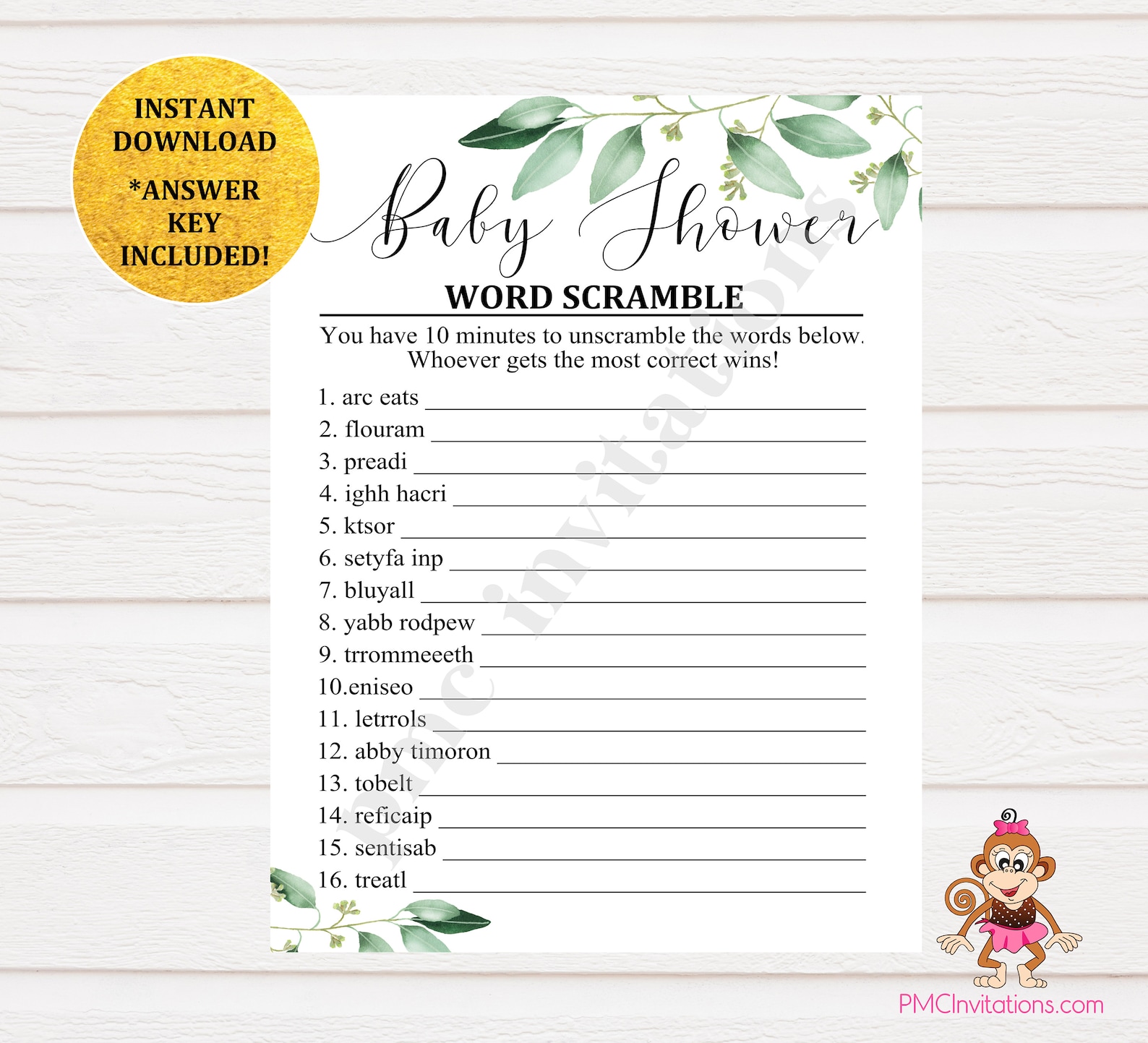 Baby Shower Word Scramble Baby Shower Game Printable Baby | Etsy