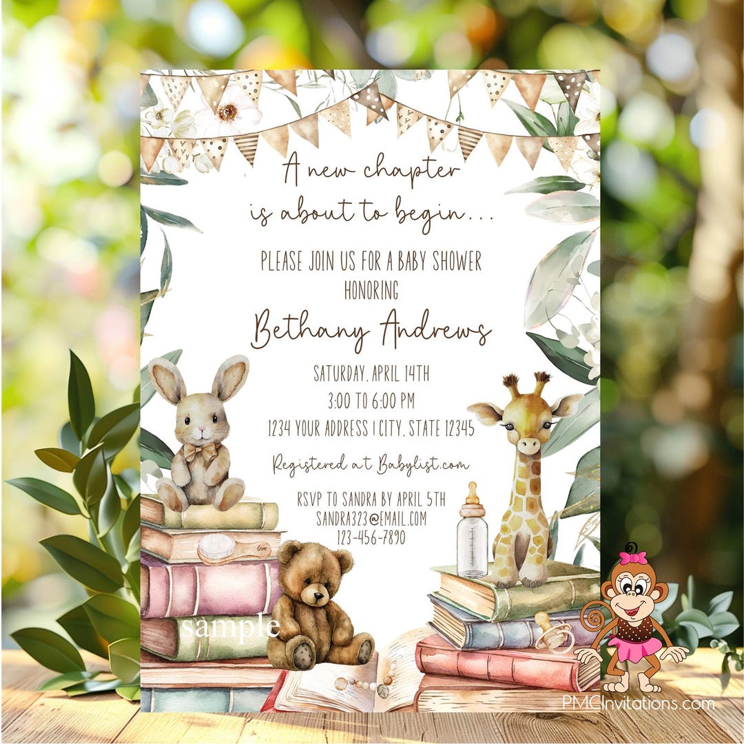 Storybook Baby Shower Invitation, Printed and Shipped Invitations, 5x7 ...