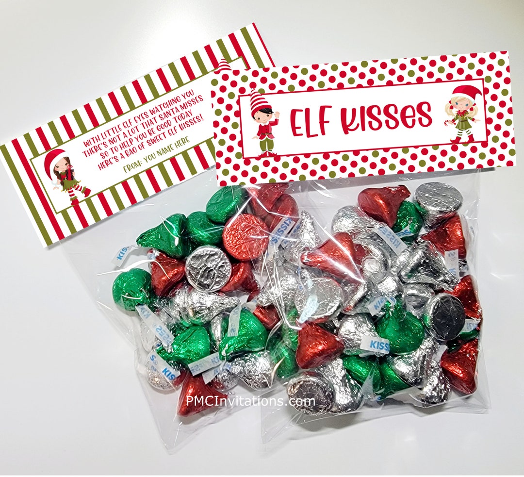 Printed and Shipped Personalized Elf Kisses Treat Bag, Christmas Candy ...