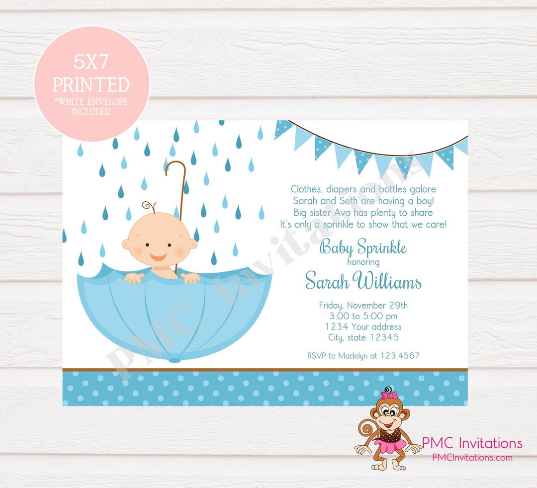 Custom Printed Blue Baby Sprinkle - Rain - Sprinkle - Umbrella - Baby ...