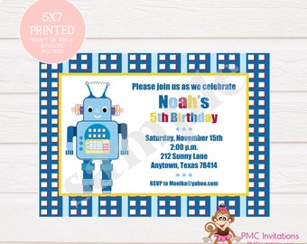 Robot Birthday Invitation Robot Invitation Robot Party - Etsy