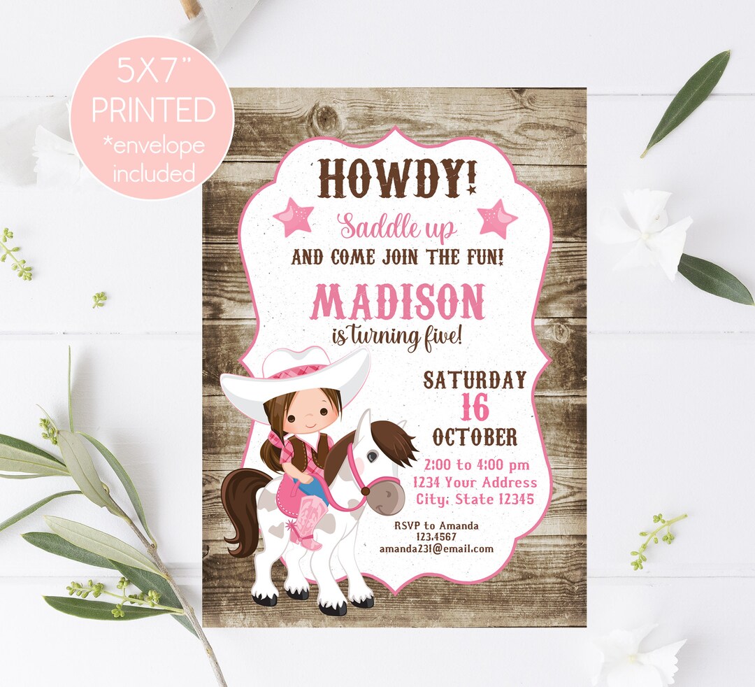 Cowgirl, Rodeo Birthday Invitation, Cowgirl, Cowgirl Birthday ...