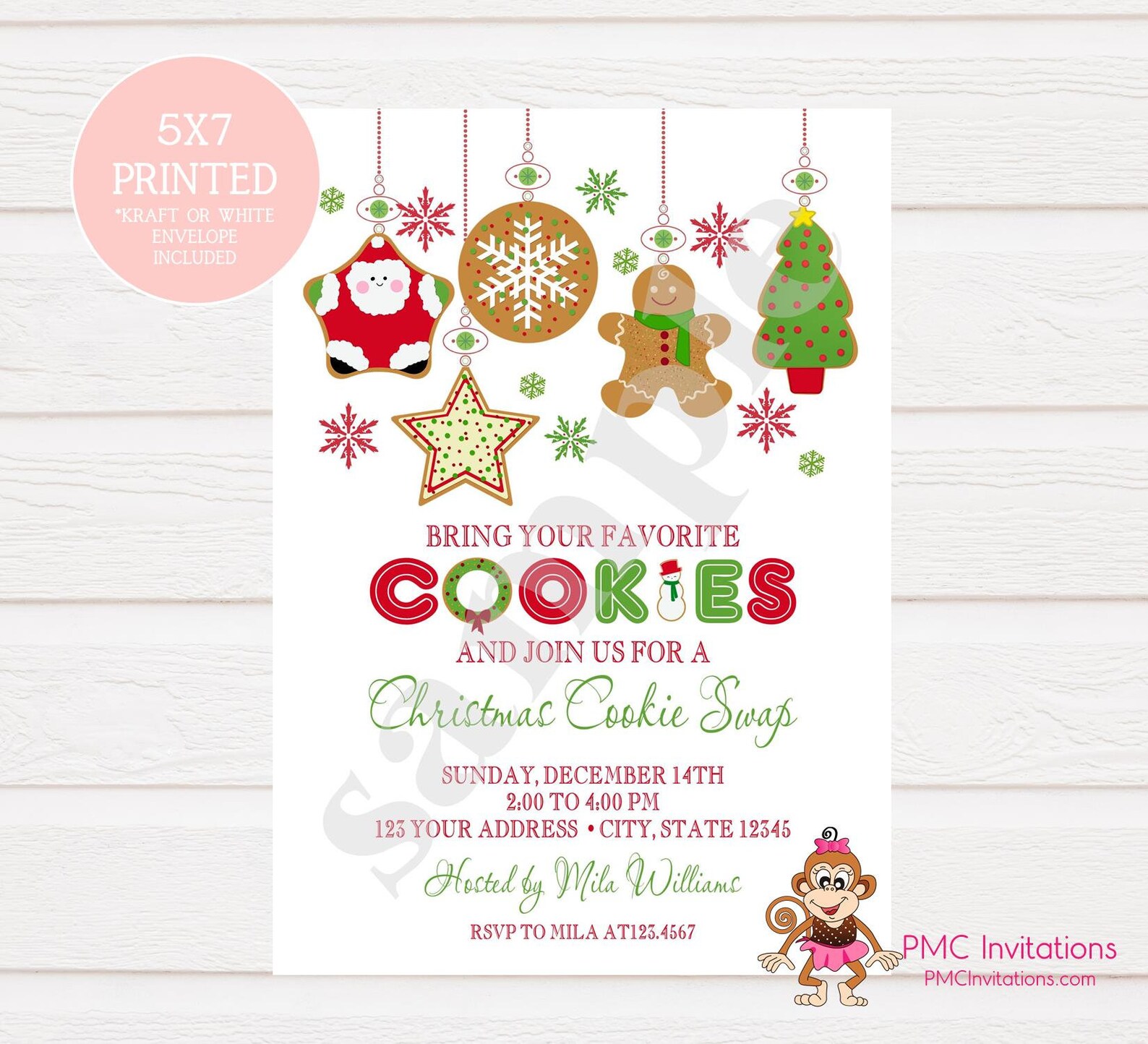 Custom PRINTED Christmas Cookie Exchange Swap Holiday | Etsy